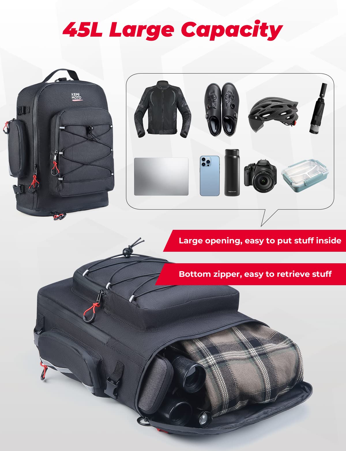 Bike Rack Bag Bike Backpack KEMIMOTO Bicycle Panniers Combo 3-in-1 ...