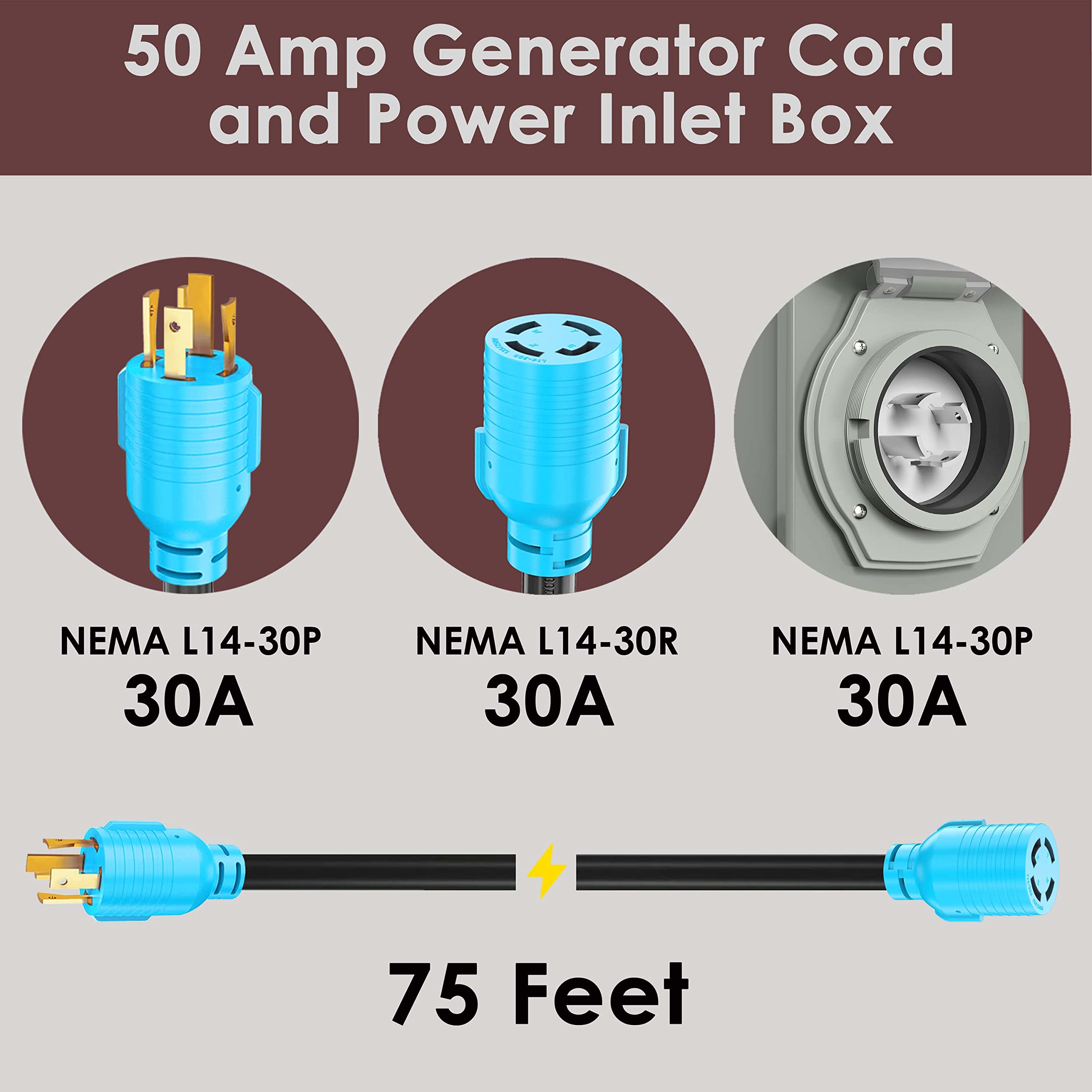 Snapklik.com : CircleCord 4 Prong 75 Feet 30 Amp Generator Extension ...