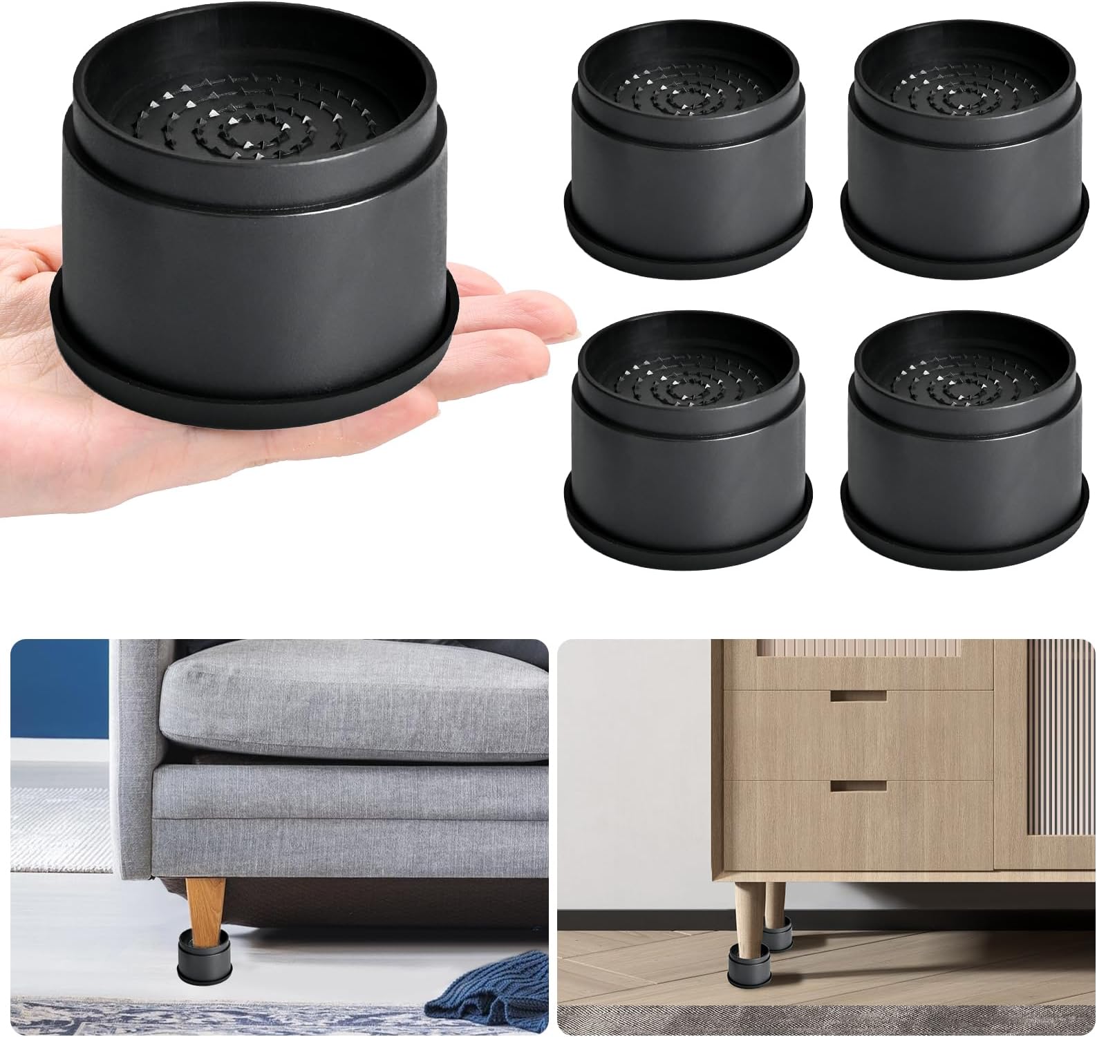 Amazon.com: Ecally Bed Risers (Set of 16) Adjustable Furniture Risers 3 ...