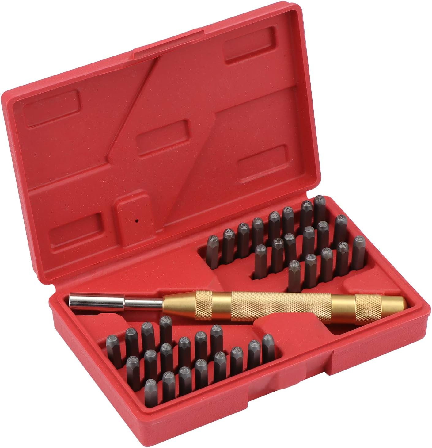 WiMas 38PCS Steel Metal Number and Letter Stamping, Stamp Punch Set ...