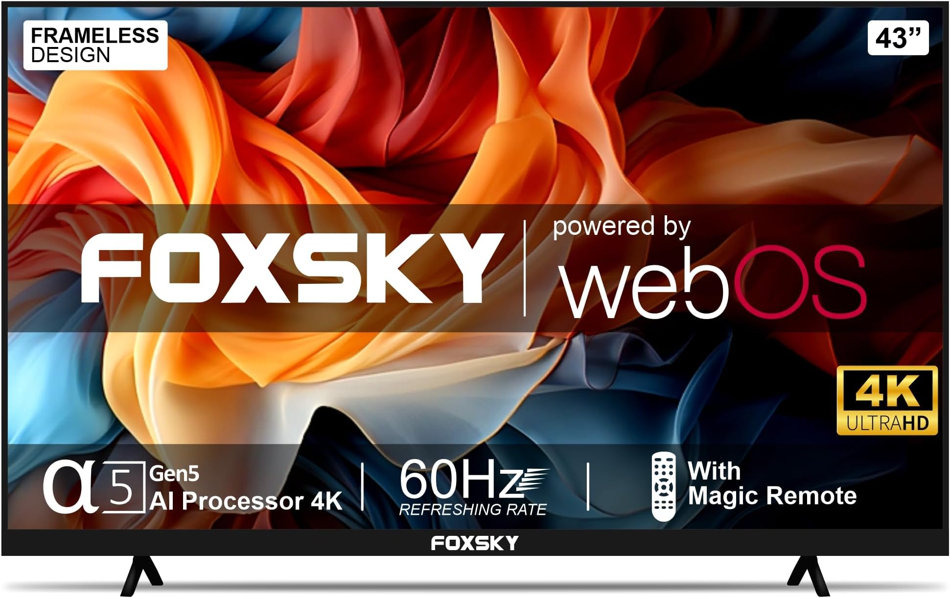 Foxsky 109 cm (43 inch) Frameless Series 4K Smart TV 43FS 4K (Black) : Amazon.in: Electronics