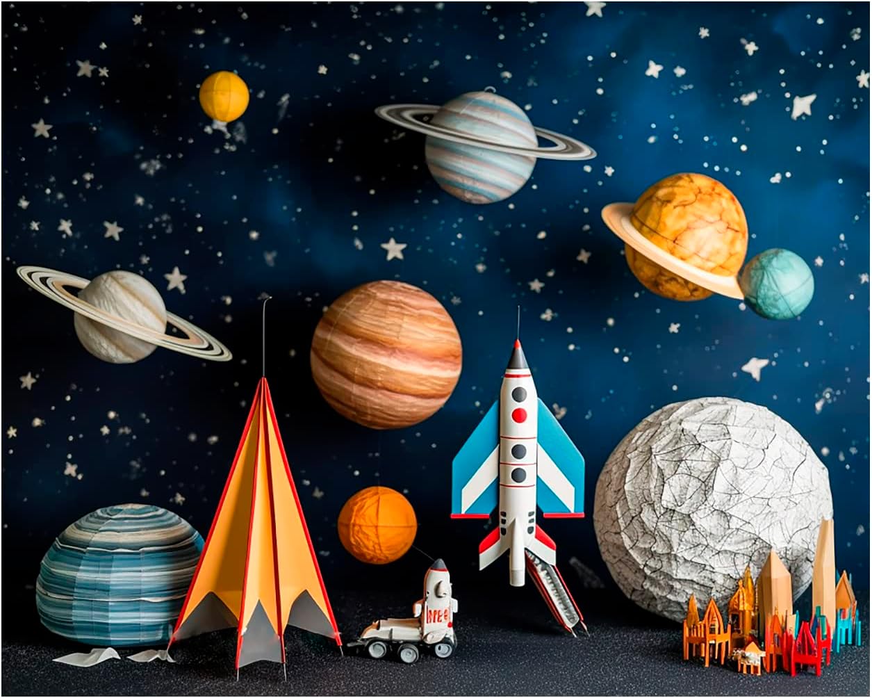 Amazon.com : Kate 10x8ft Outer Space Rocket Backdrops for Photography ...