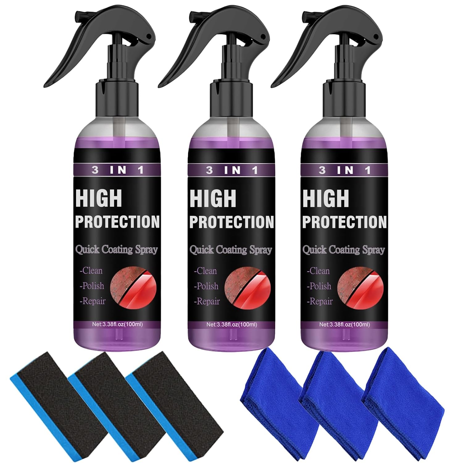 Amazon.com: AMind4U 3 in 1 High Protection Ceramic Car Coating Spray ...