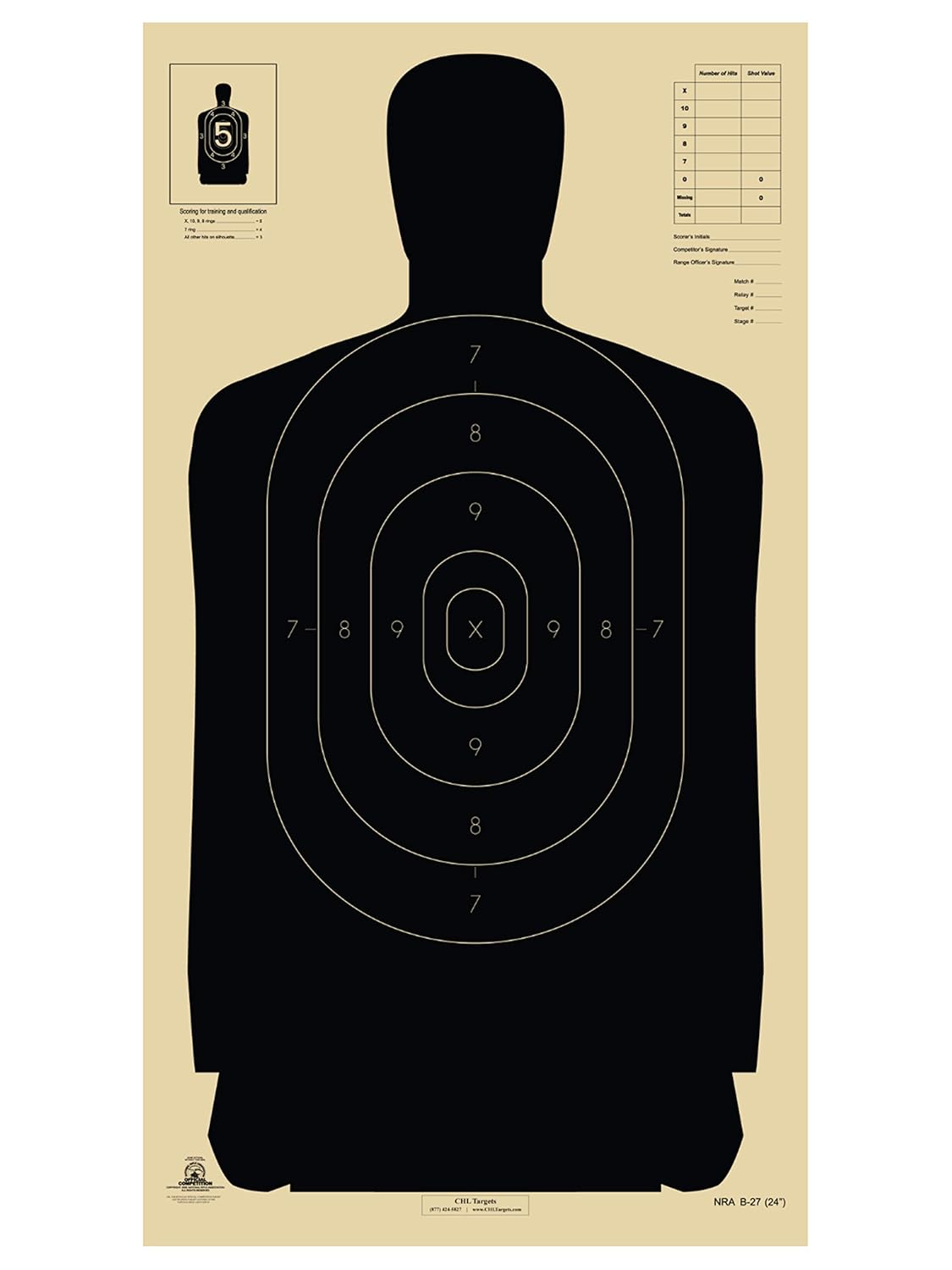 Official B-27 NRA, 50 Yard Police Silhouette Shooting Target, Targets ...