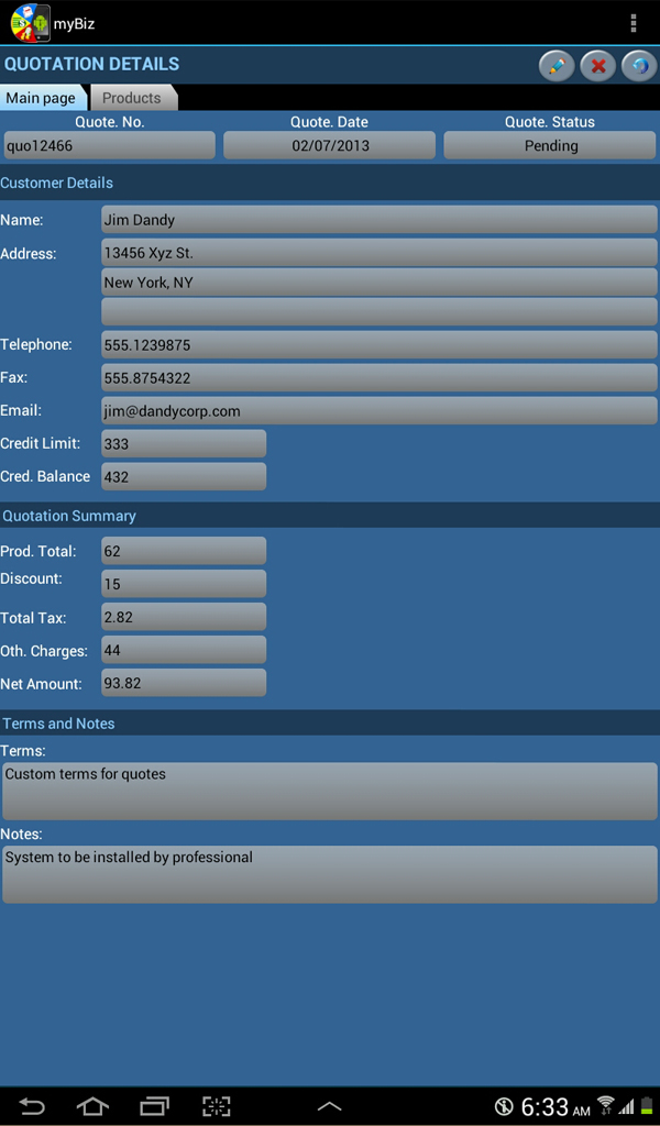 myBiz TE Mobile Business Manager - App on the Amazon Appstore