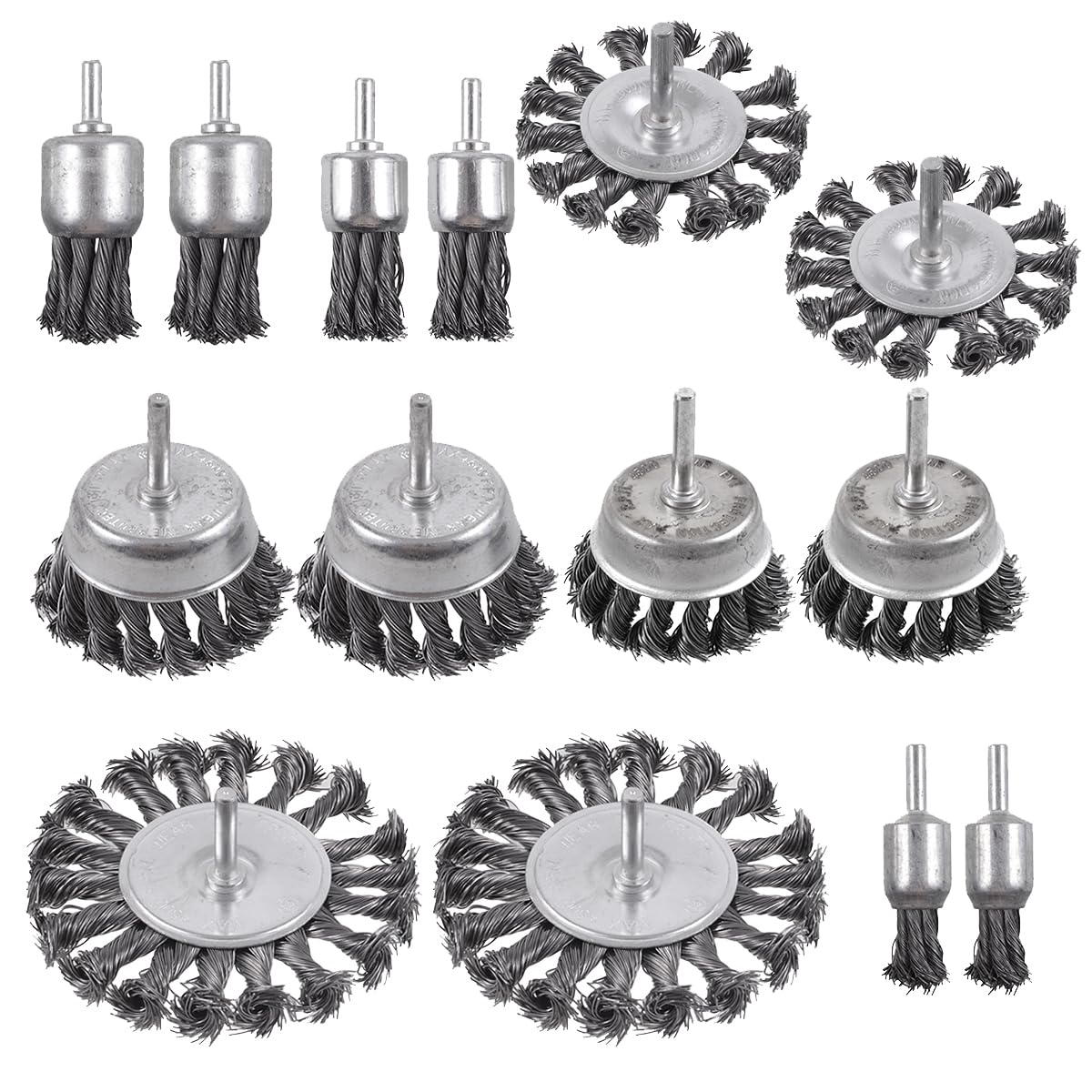 AOKLIT 14 Pack Twist Knot Wire Wheel Brush Crimped Cup Wire Wheels ...