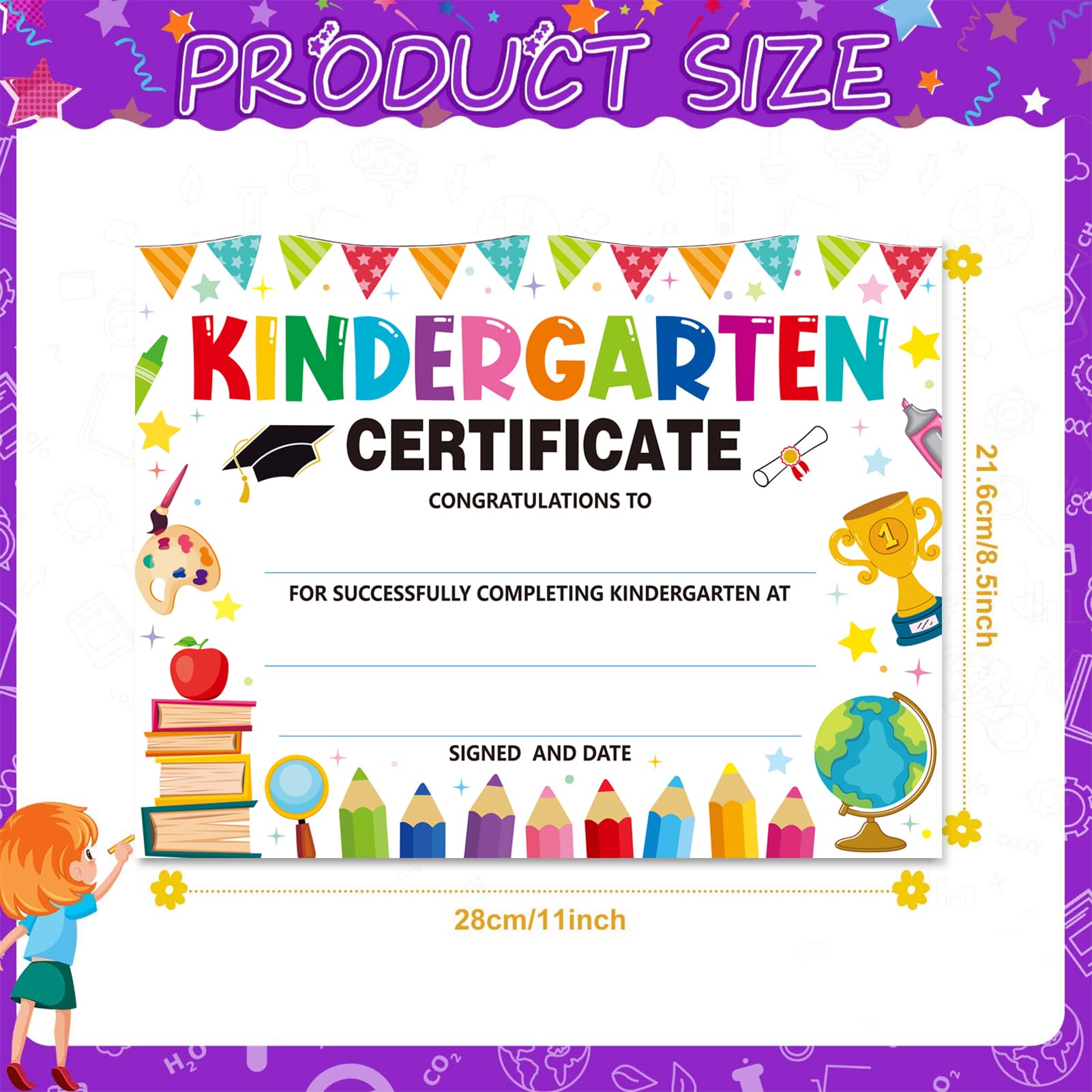 Snapklik.com : 30 Piece Kindergarten Certificate - Preschool Color ...