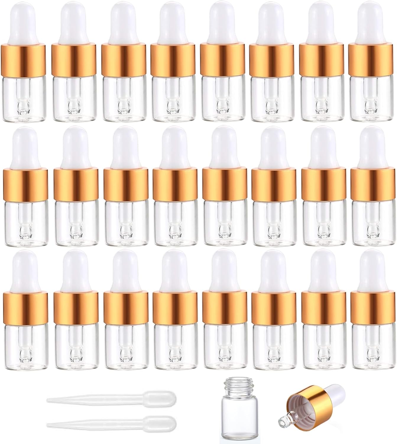 Apstaqeoo 24Pcs, 2Ml Transparent Glass Sample Dropper Bottles, Empty ...