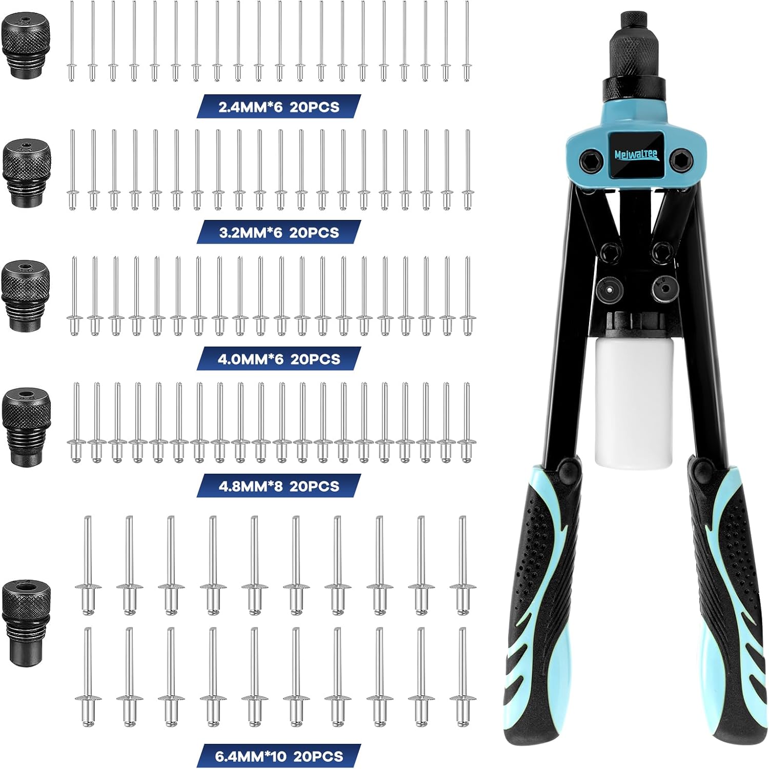 Amazon.com: Meiwaltee Rivet Gun, 13" Pop Rivet Gun with 100 Pcs Rivets ...