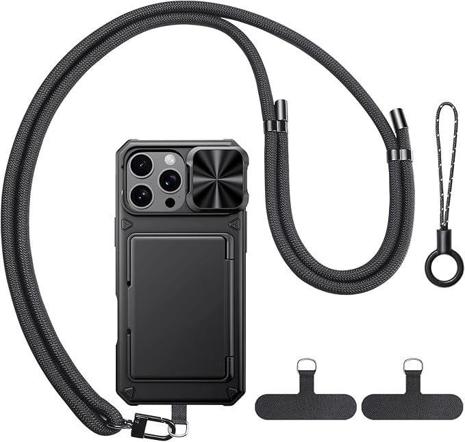 Amazon.com: BXYJY for iPhone 16 Pro Max Case Wallet with Strap, Crossbody Cell Phone Lanyard for ...