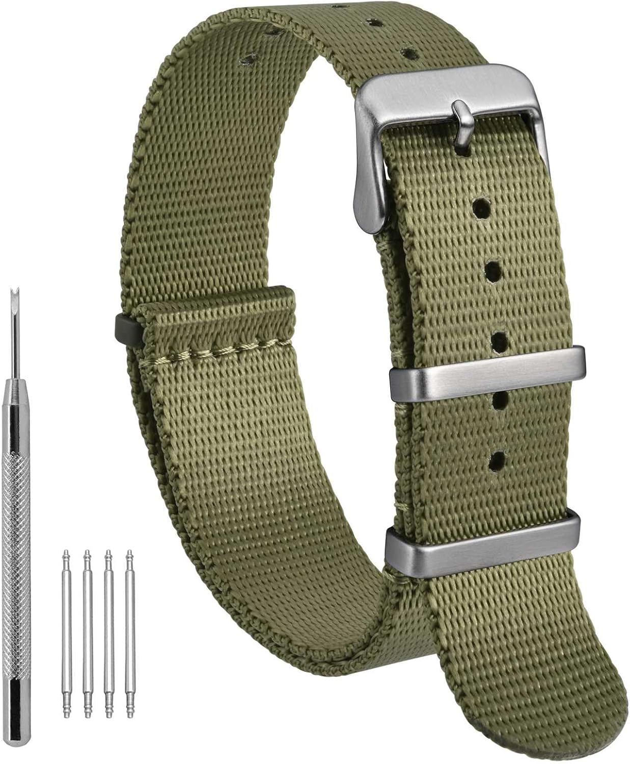 WOCCI 22mm Military Nylon Watch Band, One-piece Nylon Strap for Men and ...