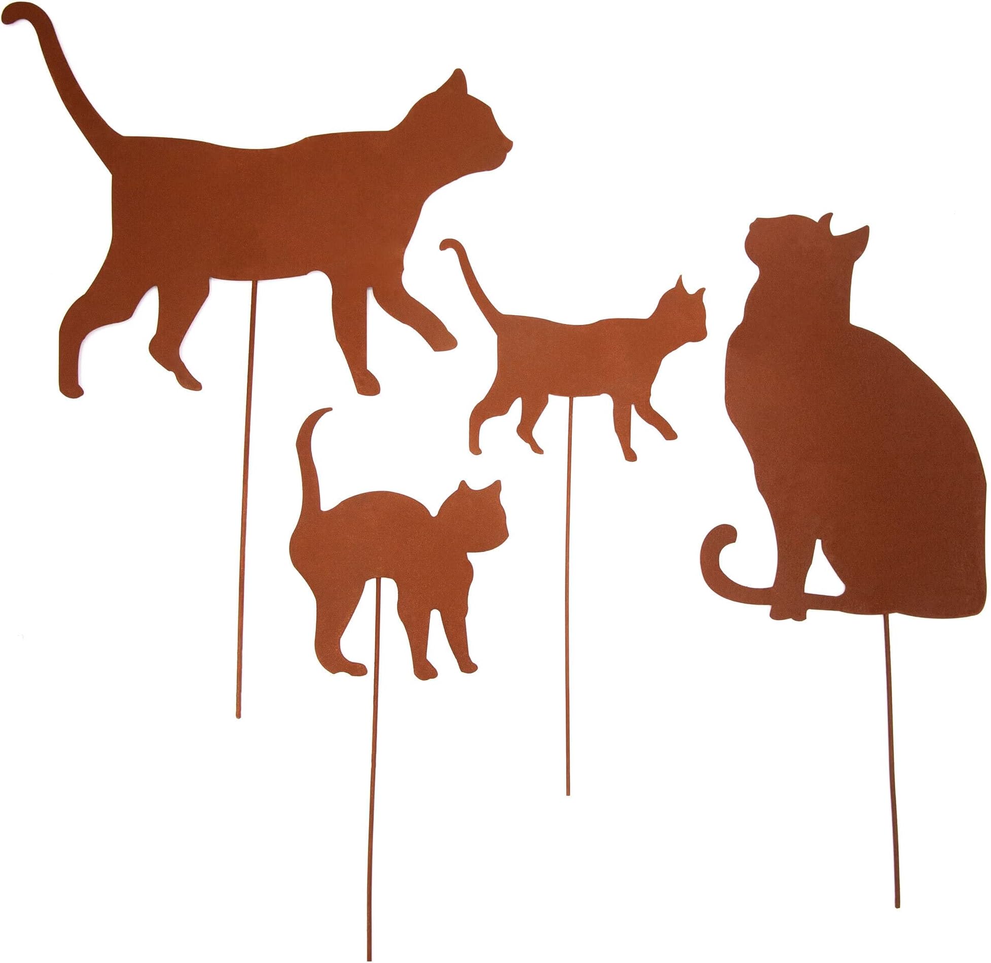 UNUS Garden Hühner und Hahn Gartenstecker 4er Set, Gartendeko Rostoptik ...