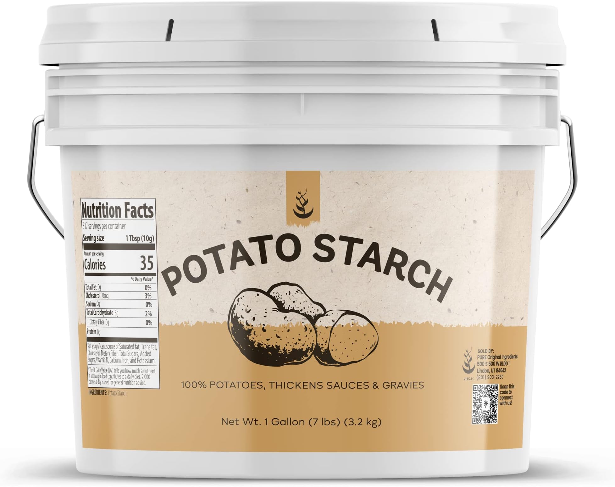 Amazon.com : Pure Original Ingredients Potato Starch (1 Gallon) Wheat ...