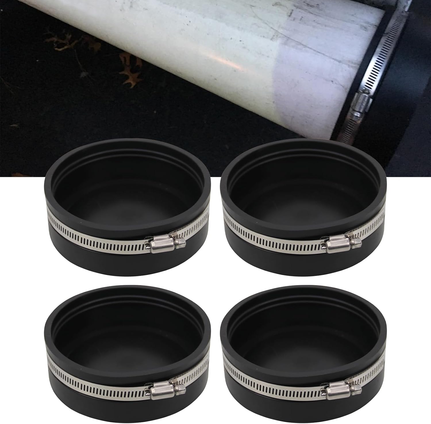 Amazon.com: RULLINE 4 PCS 4" Flexible PVC Cap with Stainless Steel ...