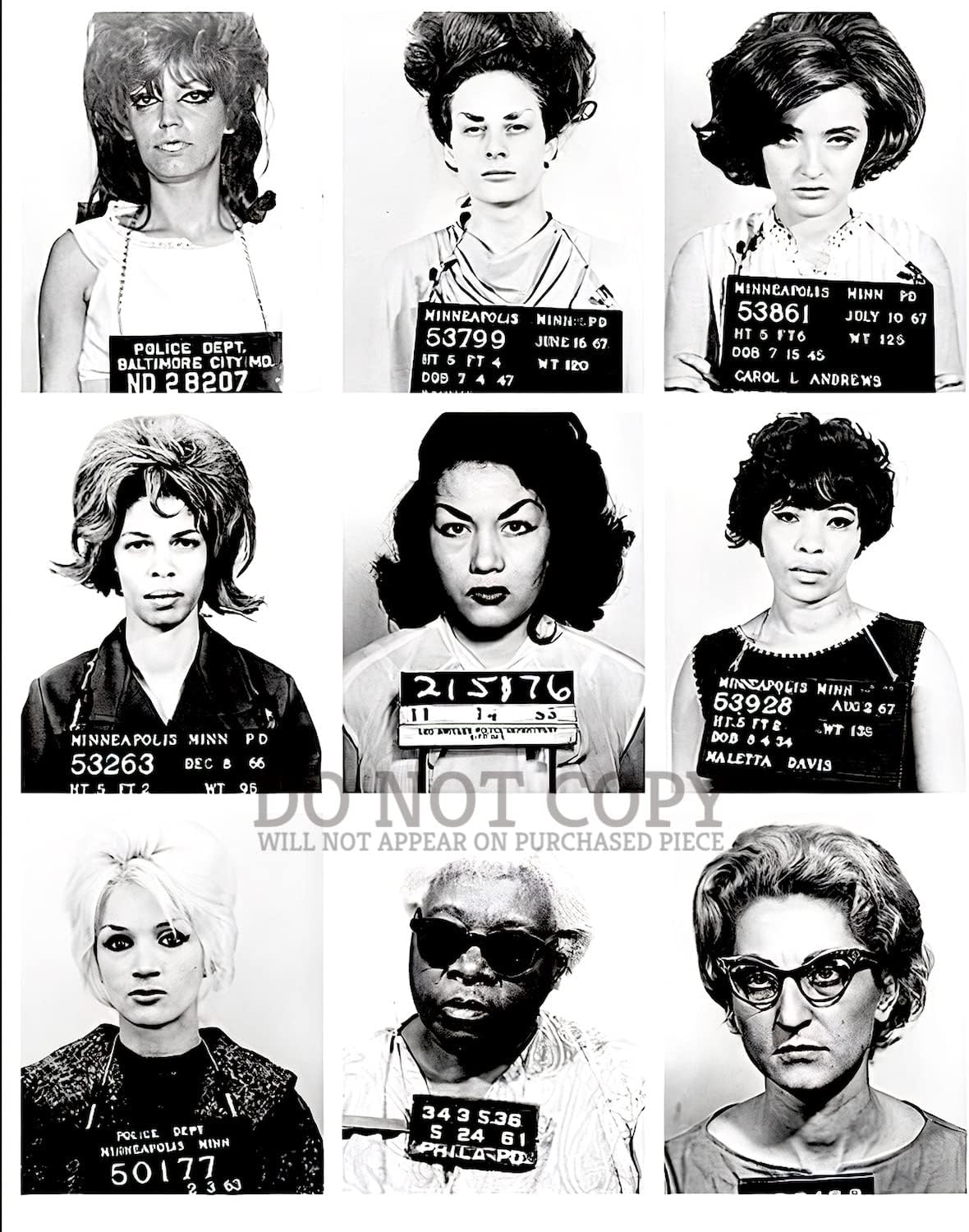 Amazon.com: Ladies Mugshot Photograph 11 X 14 - Amazing 1960s Mug Shot ...