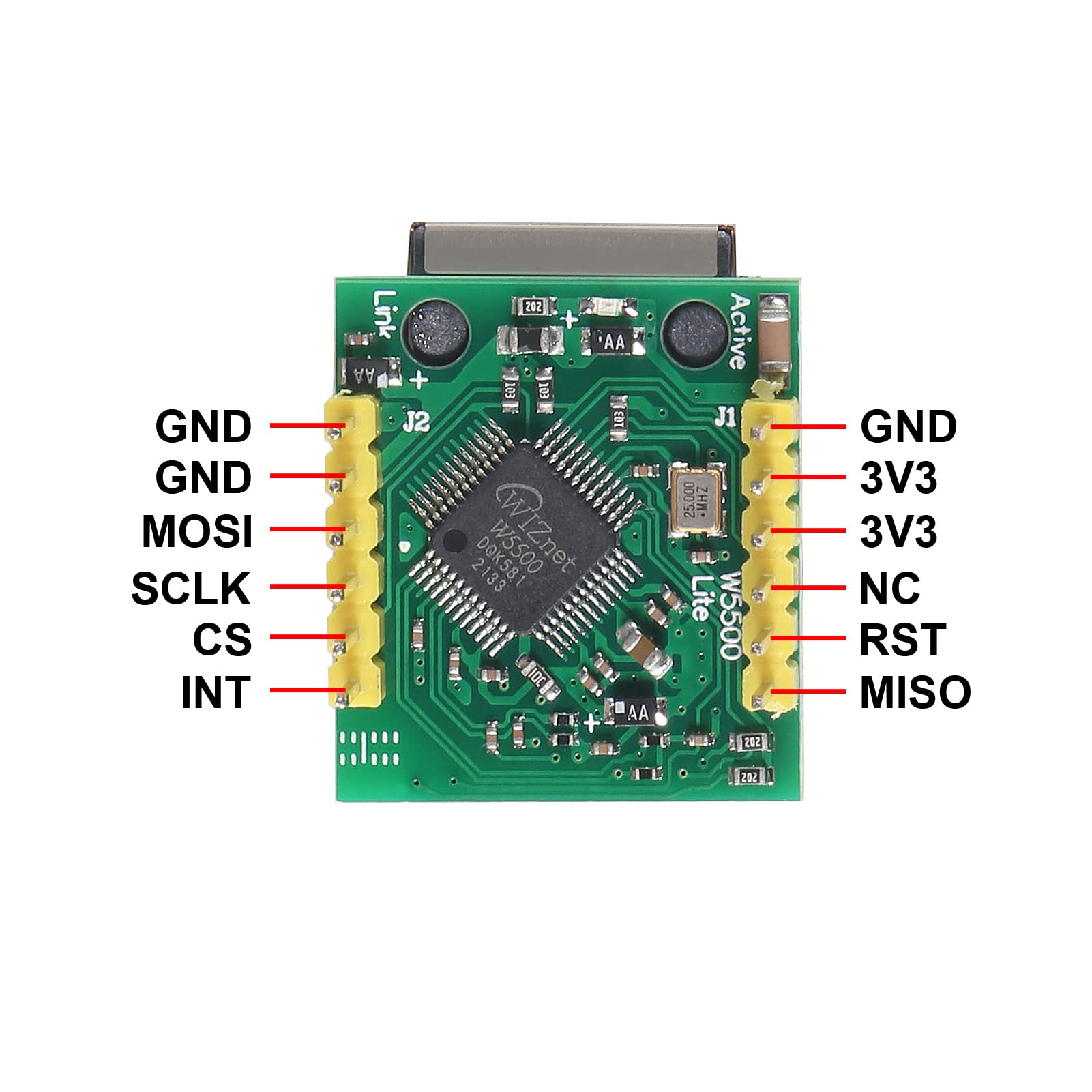Snapklik.com : ACEIRMC W5500 SPI To LAN Ethernet Network Module TCP IP STM32 Interface 33V 5V ...