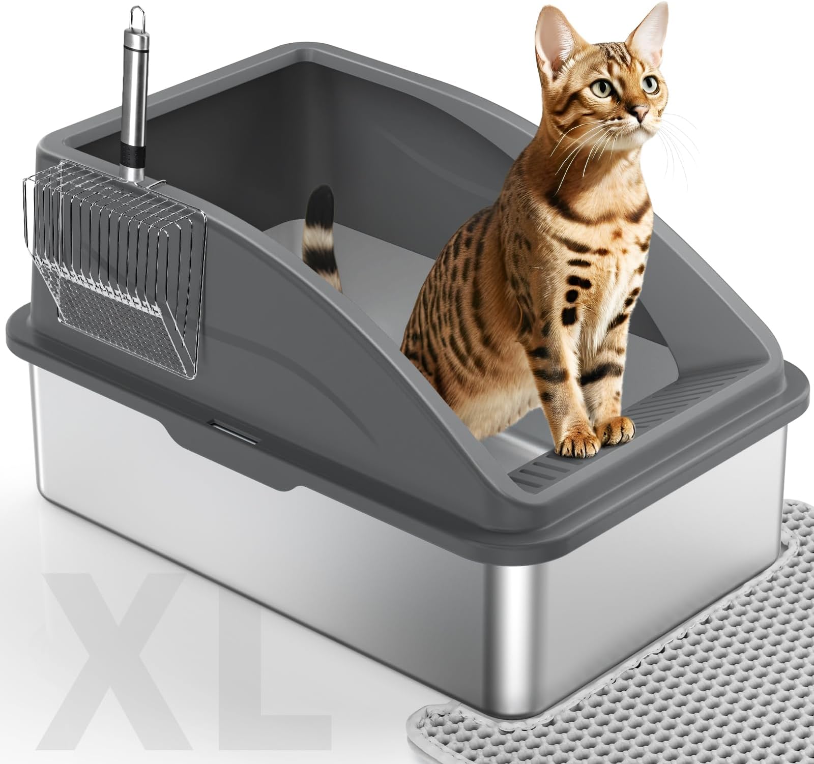 Amazon.com: Geoorood Stainless Steel Cat Litter Box- XL Extra Large ...