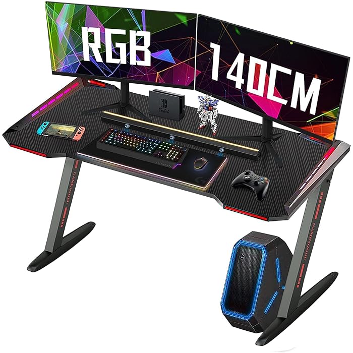 Buy Gaming Desk with RGB Light and Mouse Pad, Arespark 55" Home Office ...