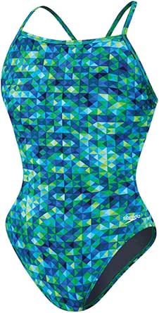 Amazon.com : Speedo Nano Fracture PowerPlus Flyback Female Blue/Green ...