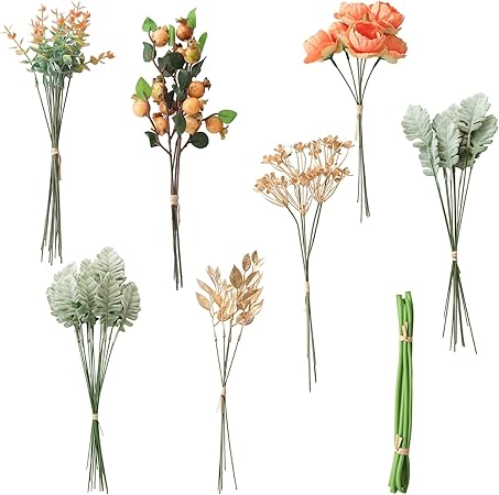 Amazon.com: Floroom Artificial Greenery Stems Box Set, 63pcs with 7 ...