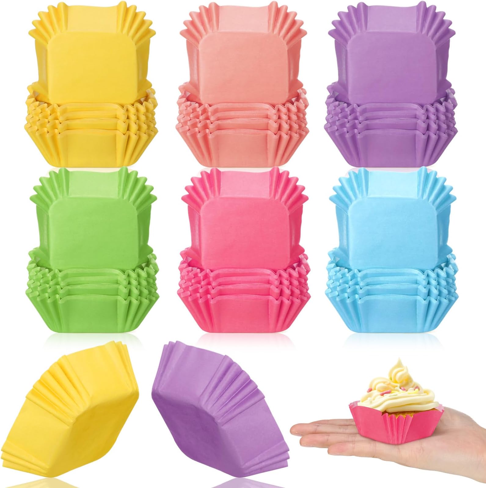 Amazon.com: Uiifan 1200 Pcs Square Cupcake Liners 1.77"x1.77" Square ...