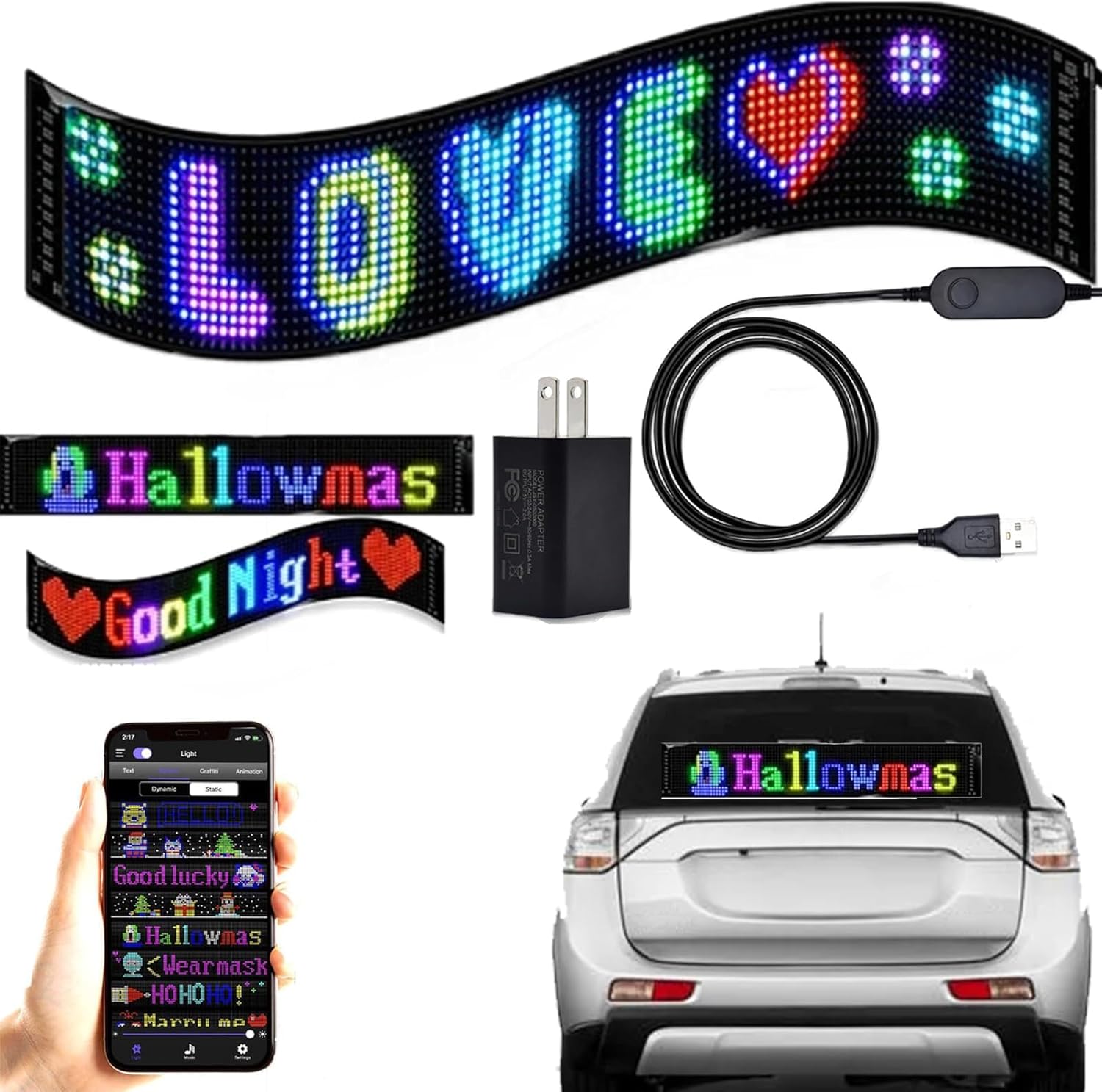 Ultra Thin Flexible Bluetooth LED Screen, LED Car Sign, Bluetooth APP ...