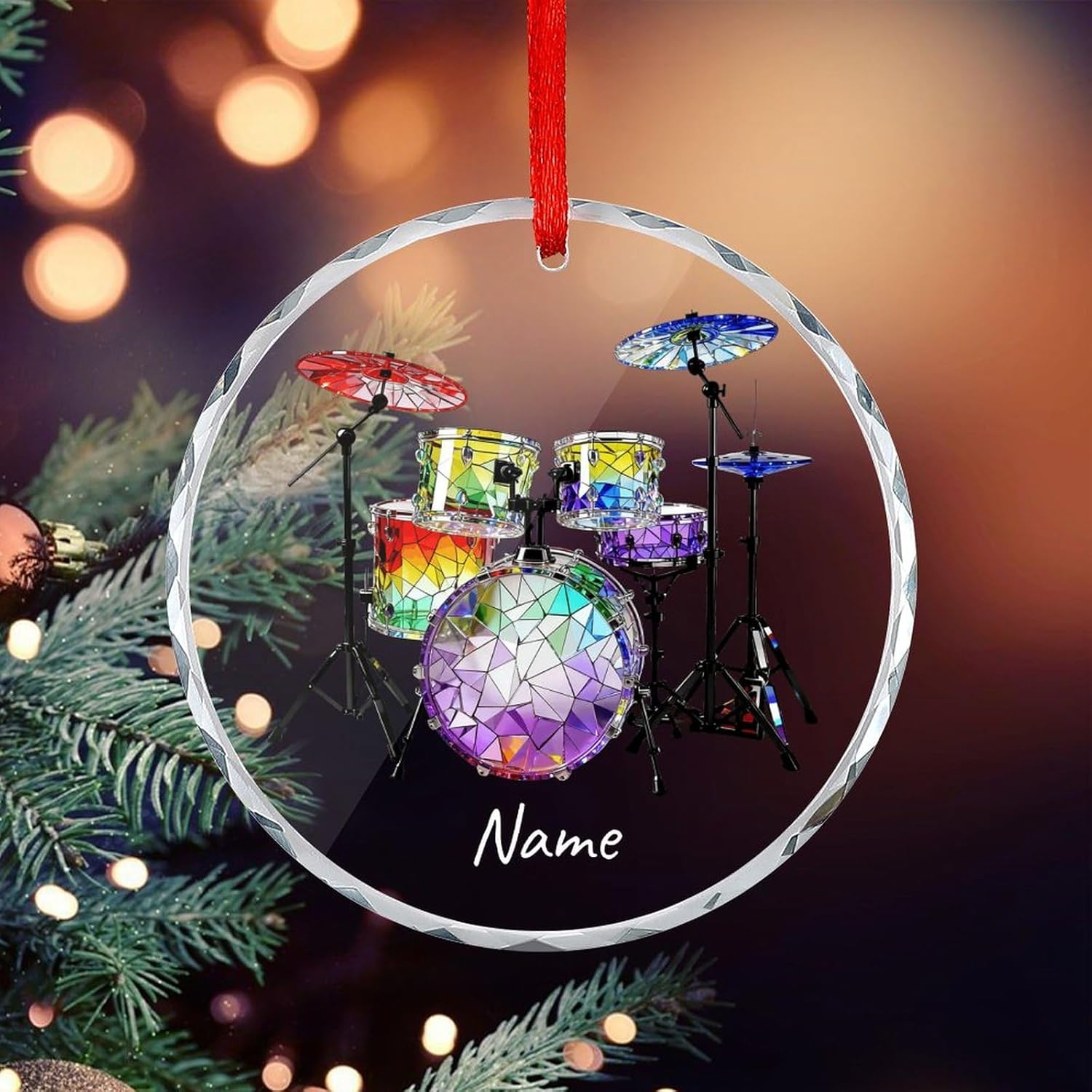 Personalized Drum Set Glass Ornament, Drummer Christmas Ornaments Gifts ...