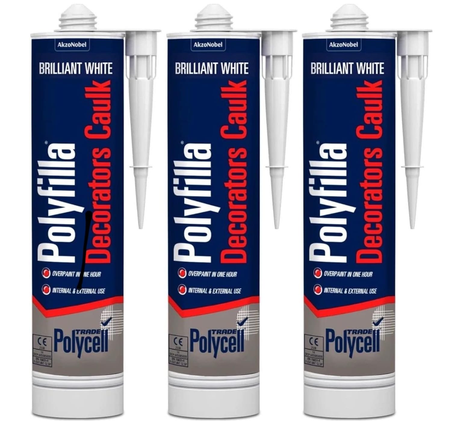 3 x Polyfilla Decorators Caulk - White 380ml Trade Cartridge : Amazon ...