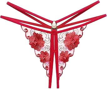 Amazon.com: Women's Embroidery G-string Strappy Thong Cut Out Bikini ...