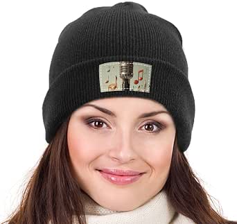 Microphone with Music Note Beanie Hat for Men Women Knitted Hat Warm ...