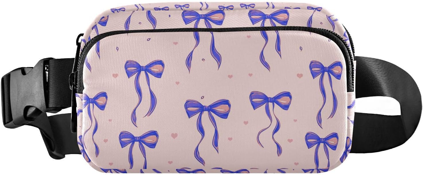 Amazon.com | Dark Blue Pink Bow Fanny Packs for Women Girls Belt Bag ...