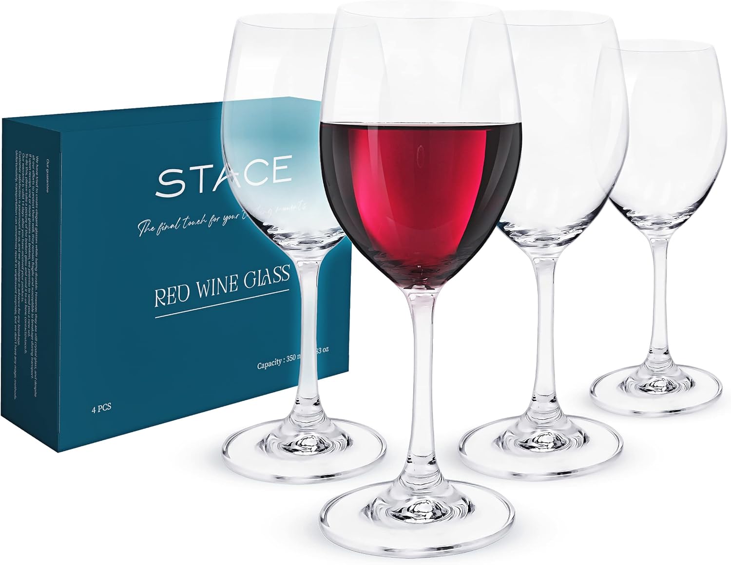 Amazon.com | Stace Red Wine Glasses Set of 4 - Premium Crystal Glasses ...
