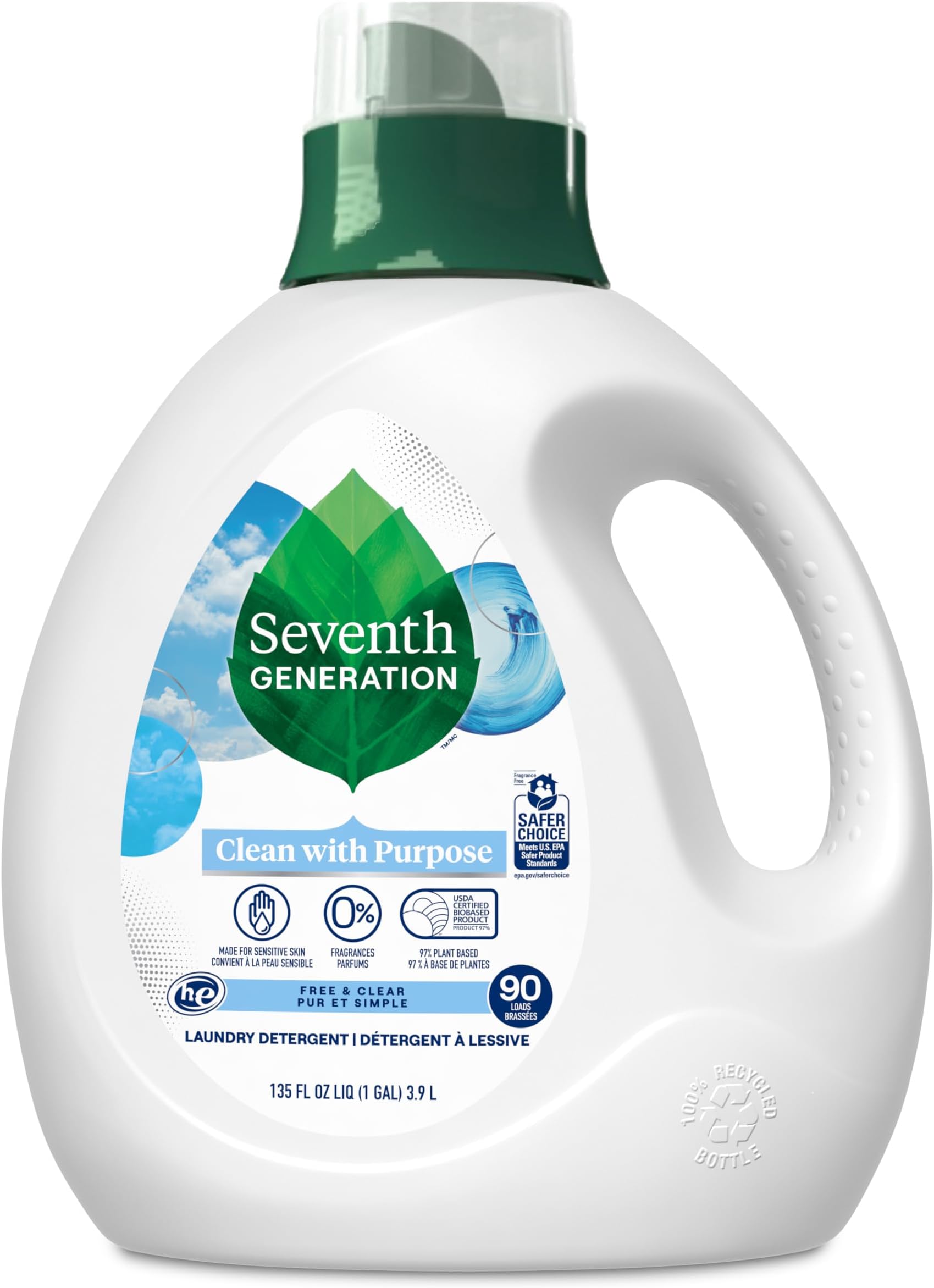 Amazon.com: Seventh Generation Liquid Laundry Detergent, Free & Clear ...