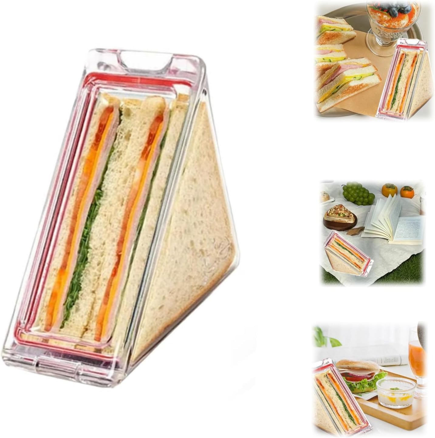 Amazon.com: Triangle Sandwich Container,Washable and Reusable Sandwich ...