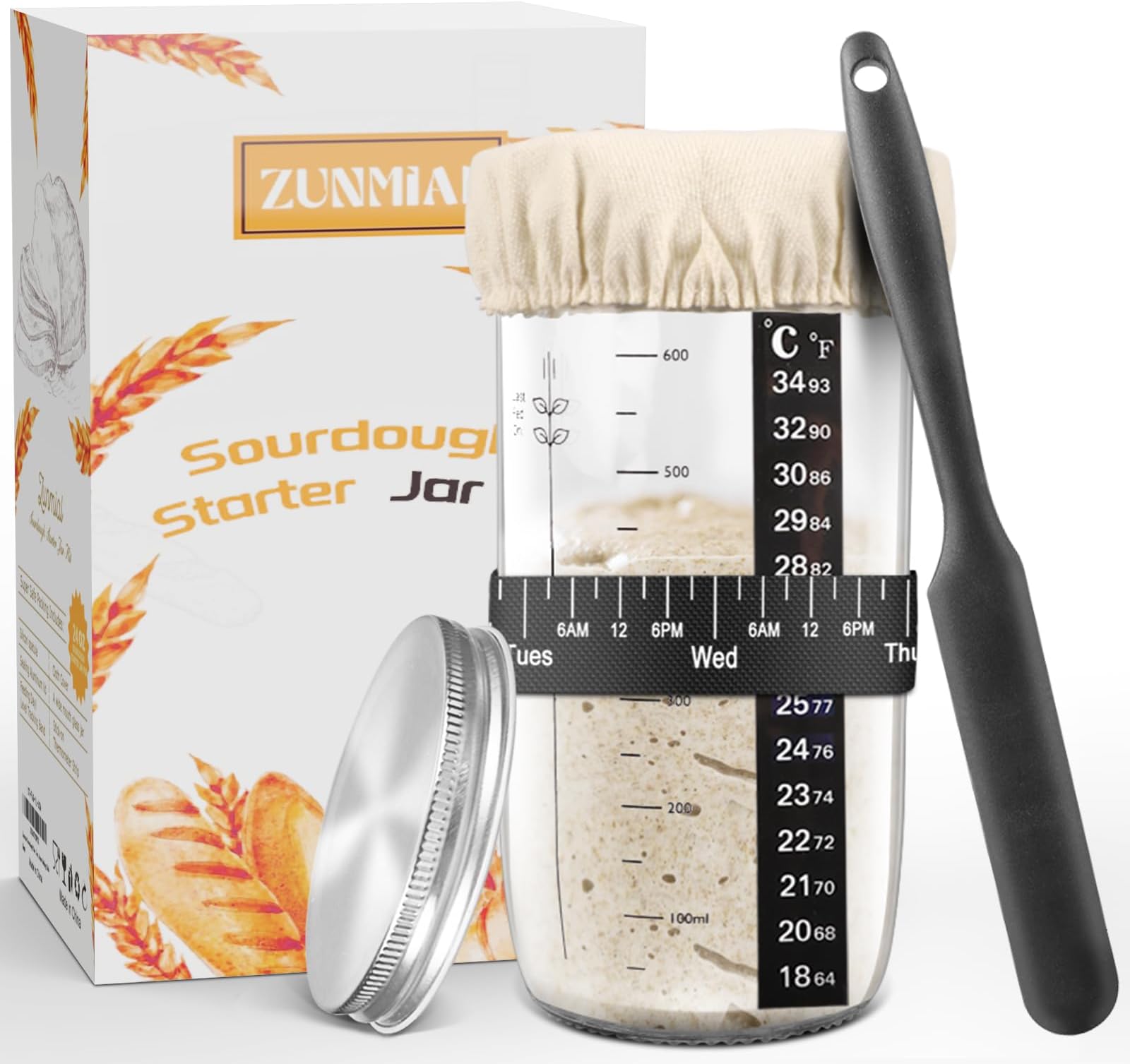 Artcome Sourdough Starter Jar Kit - 24 Oz Sourdough Starter Jar with ...
