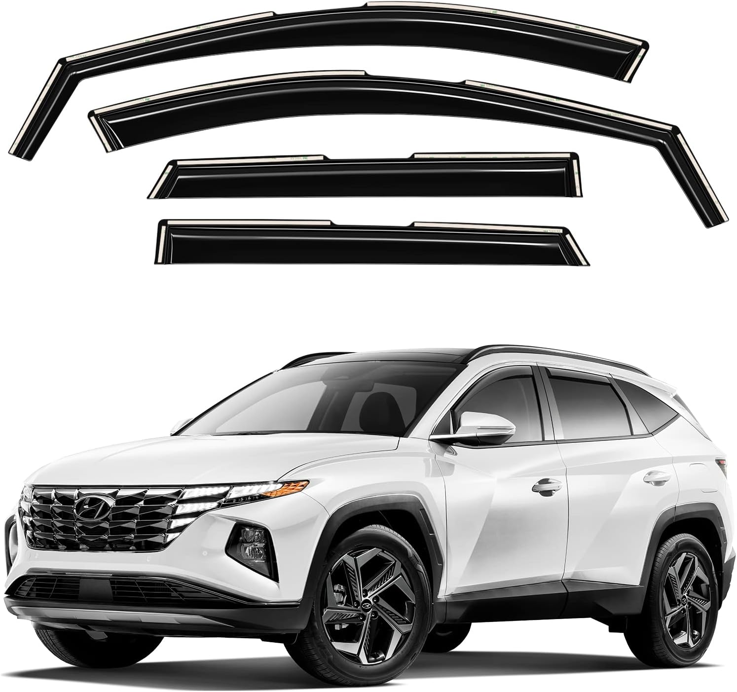 GrandWheel Co Smoke Tinted in-Channel Side Window Vent Visor Deflectors ...