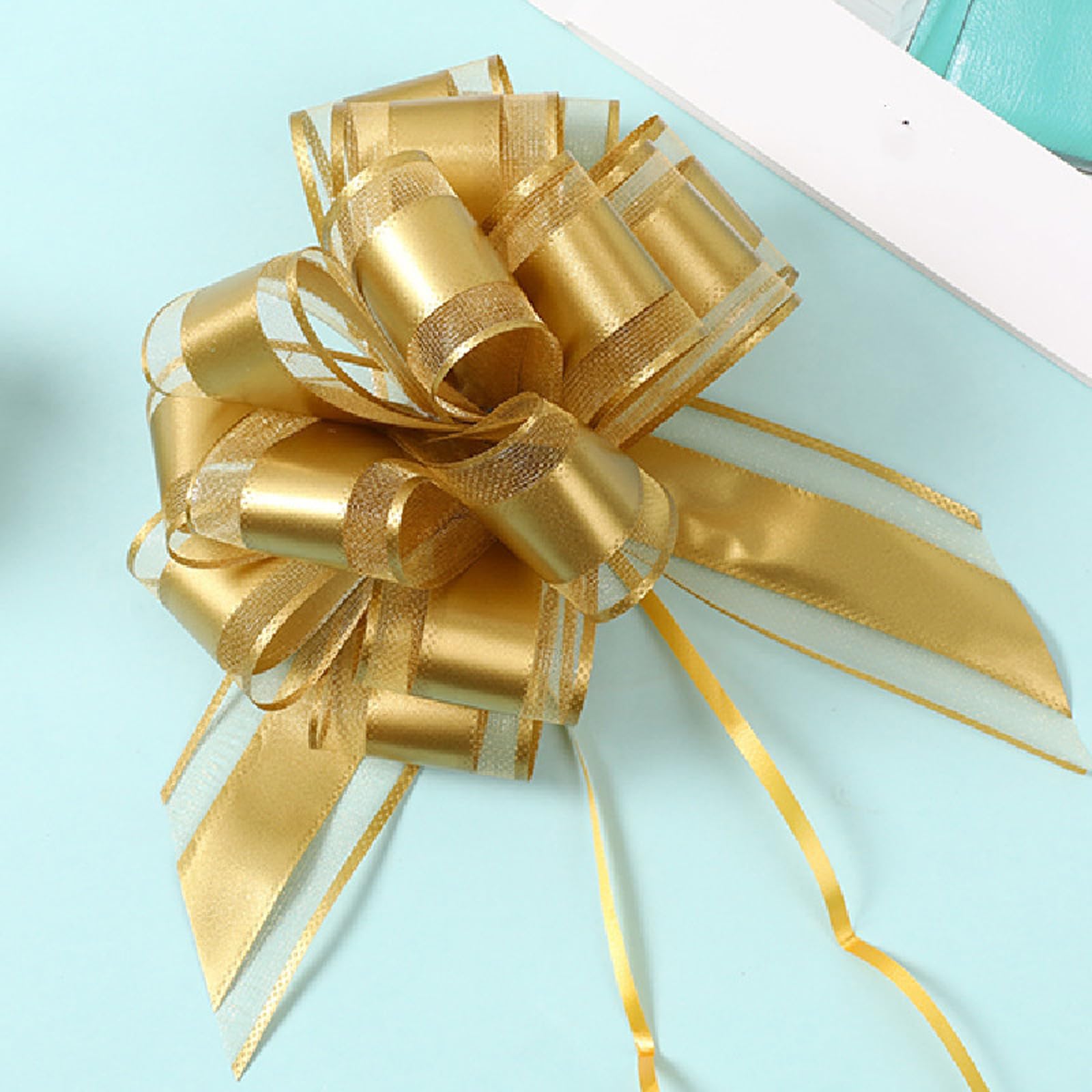 SSKHE 10 Pcs Large Wedding Car Ribbon, Gold Wedding Car Ribbon Kit ...