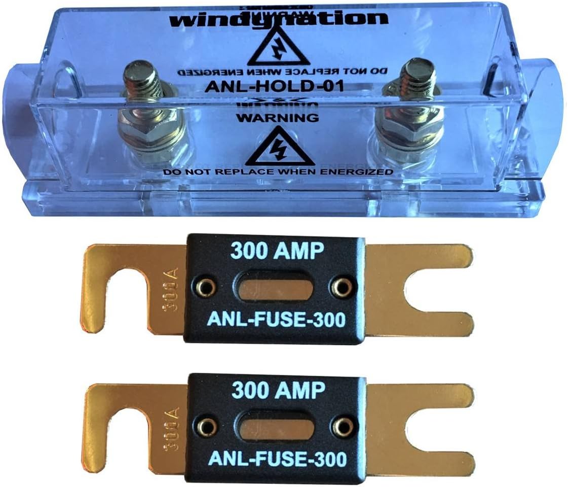 WindyNation ANL-Fh-300-2 Light Blue ANL Fuse Holder + ANL Fuse (2pcs ...