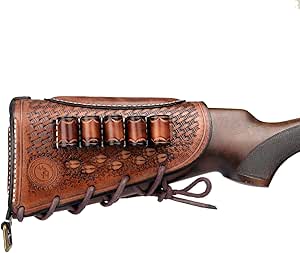 TOURBON Vintage Leather No Drill Cheek Rest Buttstock Protective Pouch ...