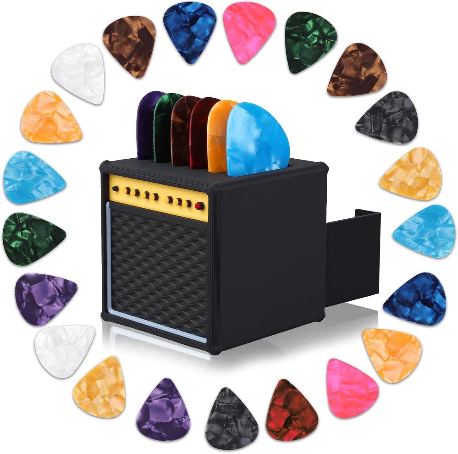 Amazon.com: Dexspoeny 22Pcs Guitar Picks Holder Box, Vintage Amp Guitar ...