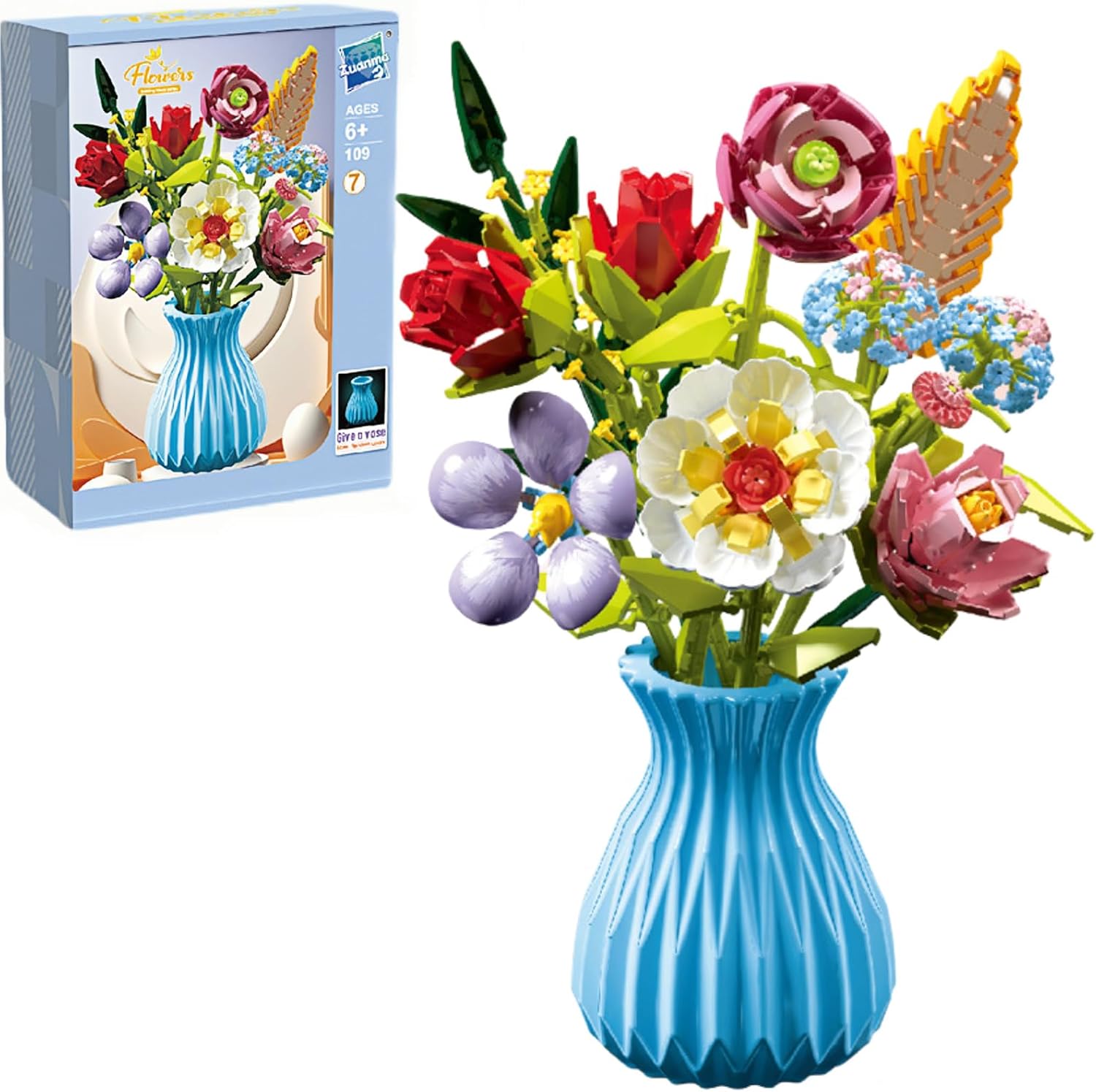 Amazon.com: Flowers Bouquet Building Set with Vase Compatible with Lego ...