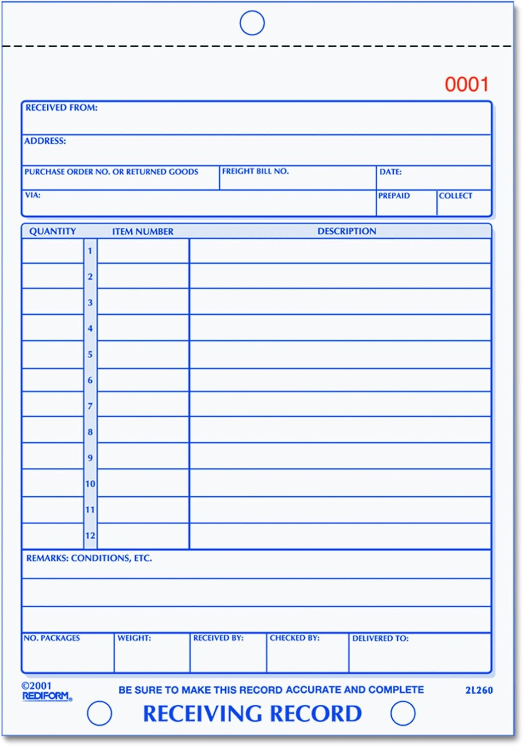 Amazon.com : Rediform Receiving Record, Carbonless Triplicate, 5.5 x 7. ...