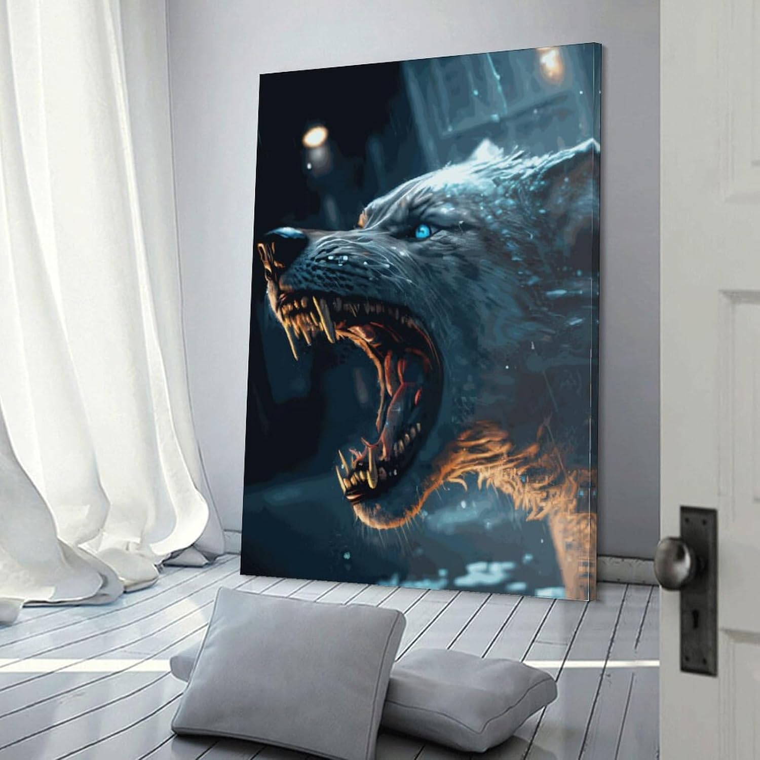 POLIUAWS Tableau sur toile représentant un loup fantastique pour la ...