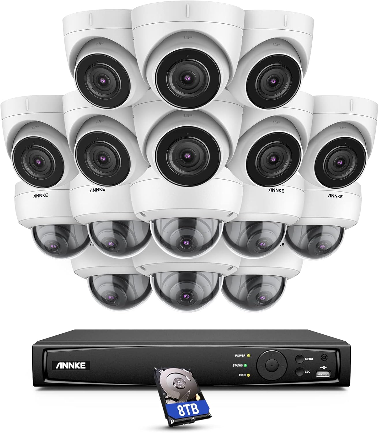 ANNKE 16 Channel POE CCTV Security Camera System, 4K/8MP NVR with 8TB ...