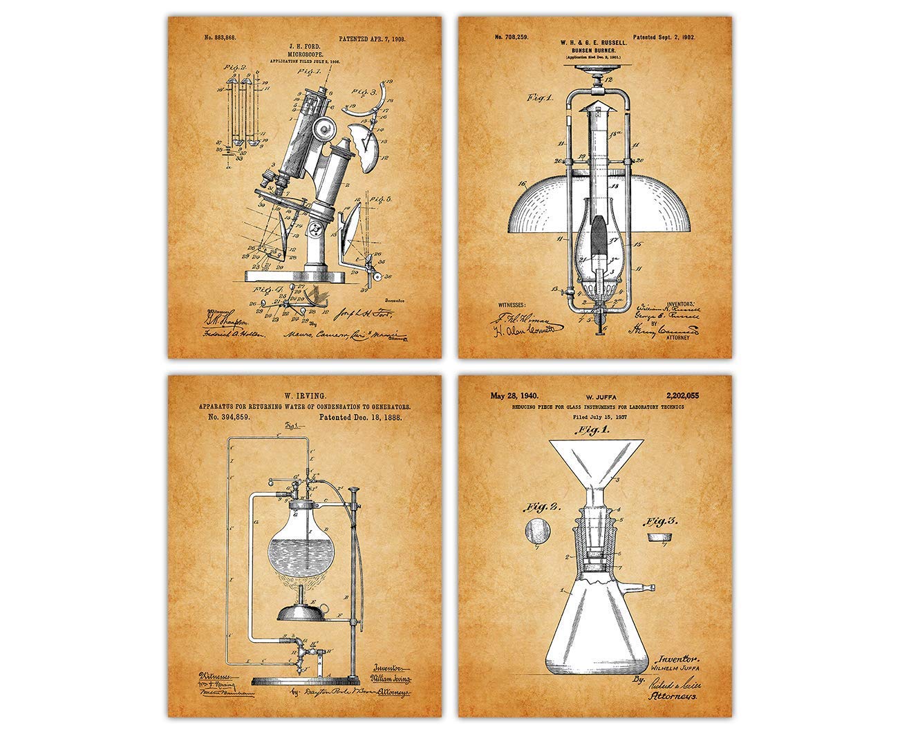Amazon.com: Vintage Science Lab Patent Print, Set of 4, 8x10 Aesthetic ...