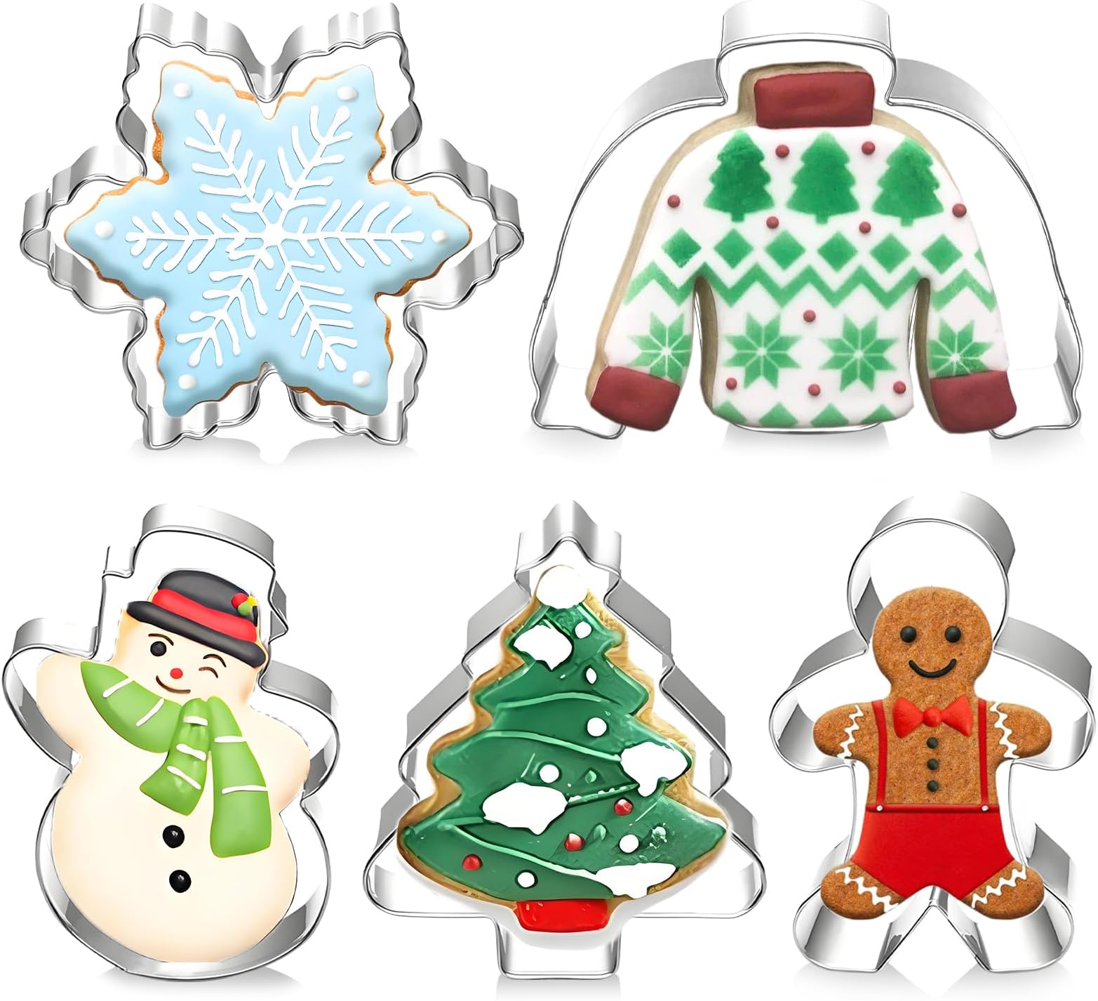 Amazon.com: Kaishane 18 Pieces Christmas Cookie Cutter Set - Snowflake ...