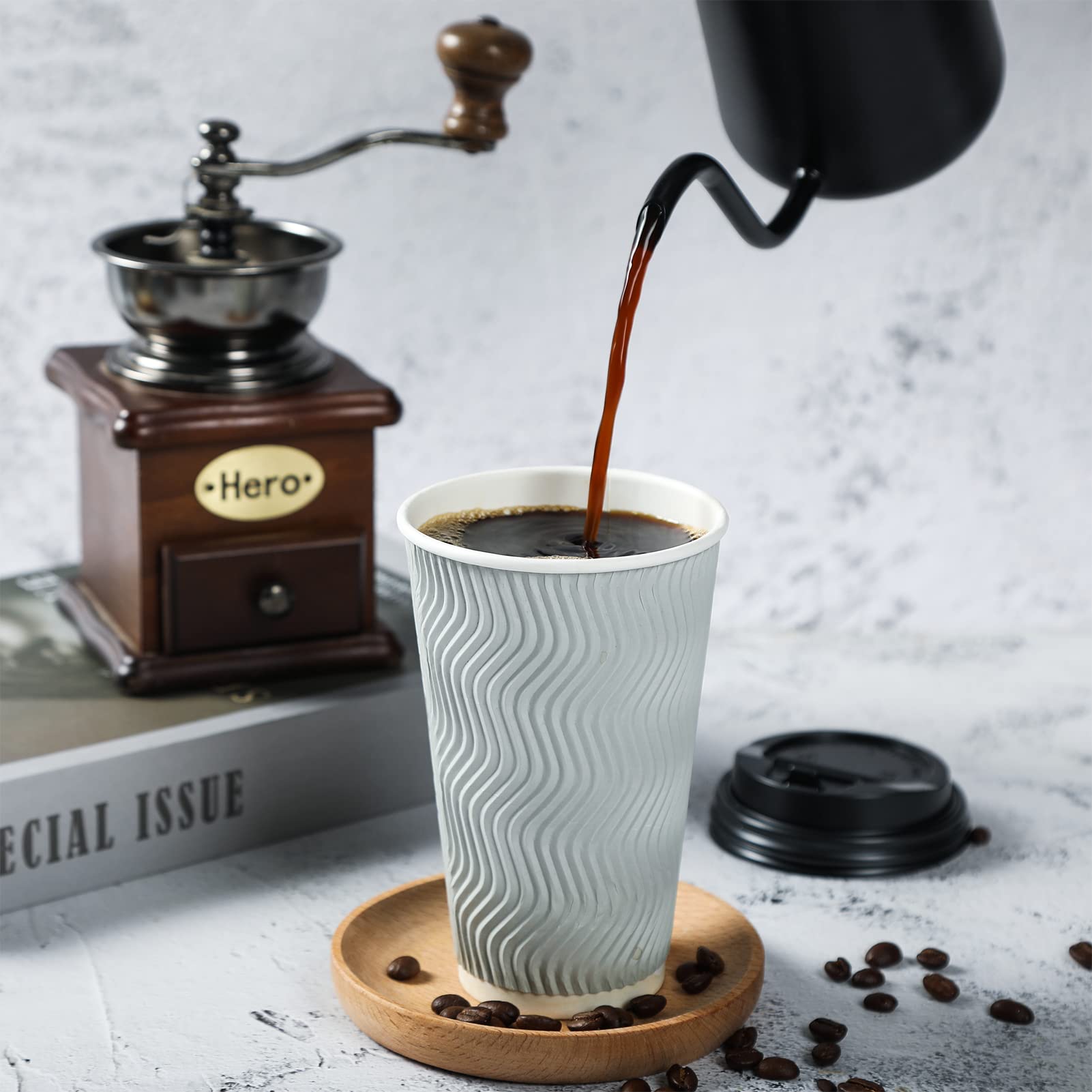 Snapklik.com : MUCHII 16 Oz Disposable Coffee Cups, 80 Count Silver ...