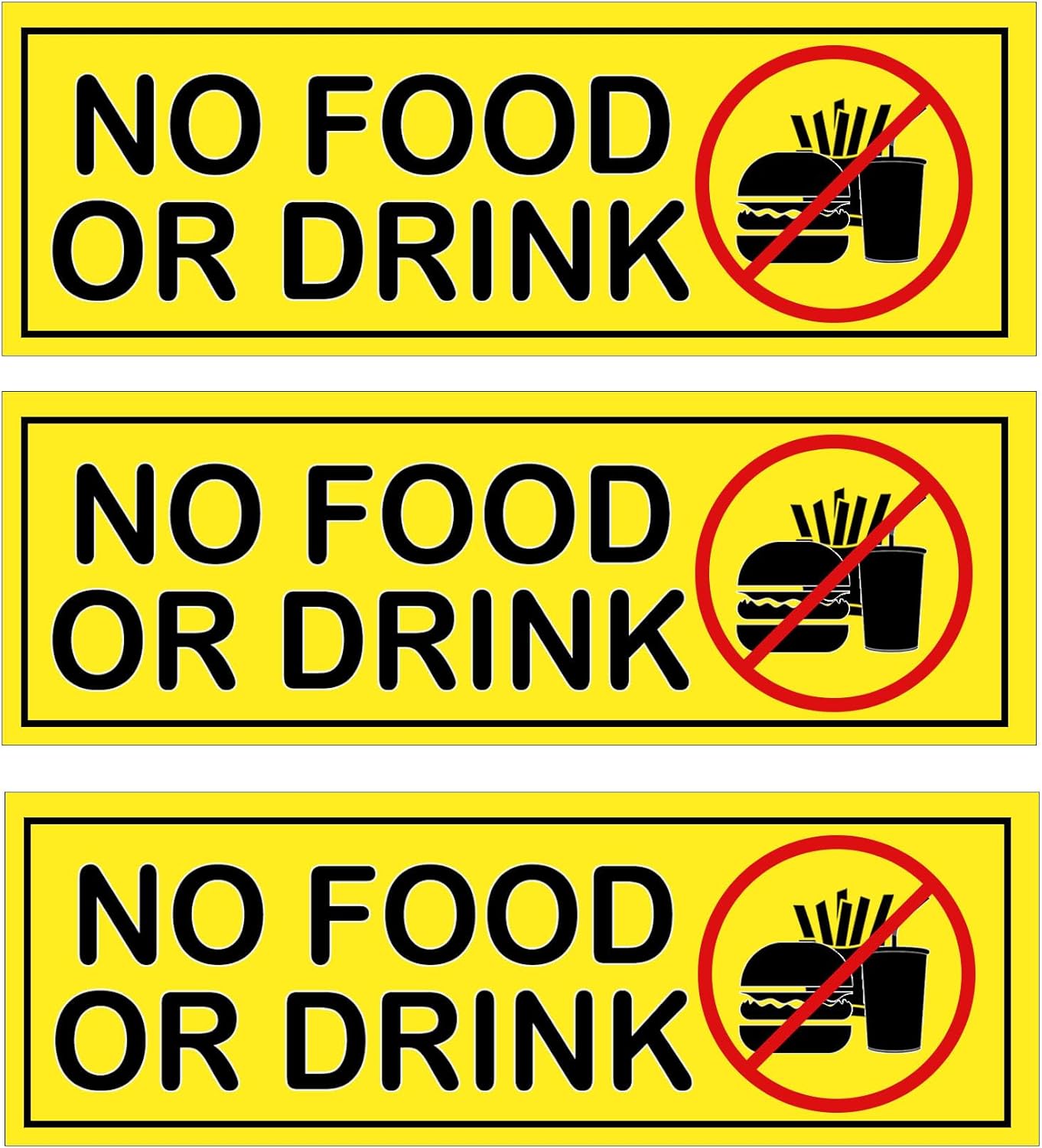 Amazon.com : 4 pcs No Food Or Drink Allowed Sign Sticker 9x3 Inch No ...