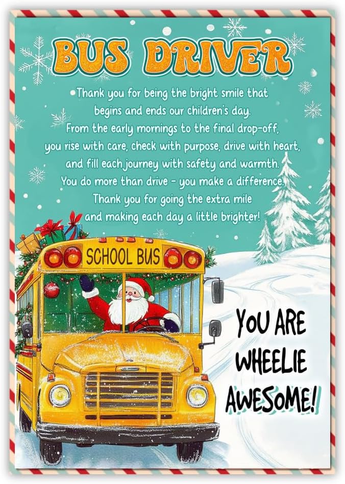 Amazon.com: BlinkWishes Christmas Card for Bus Driver, Festive Bus ...