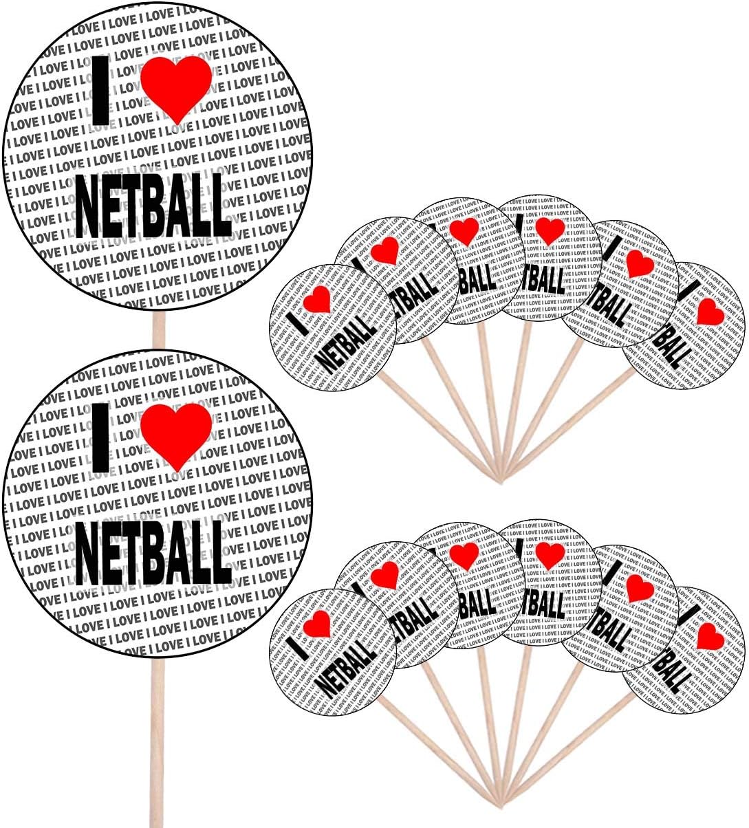 AK Giftshop I Love Netball - Party Food - Cake Cupcakes - Picks Sticks ...